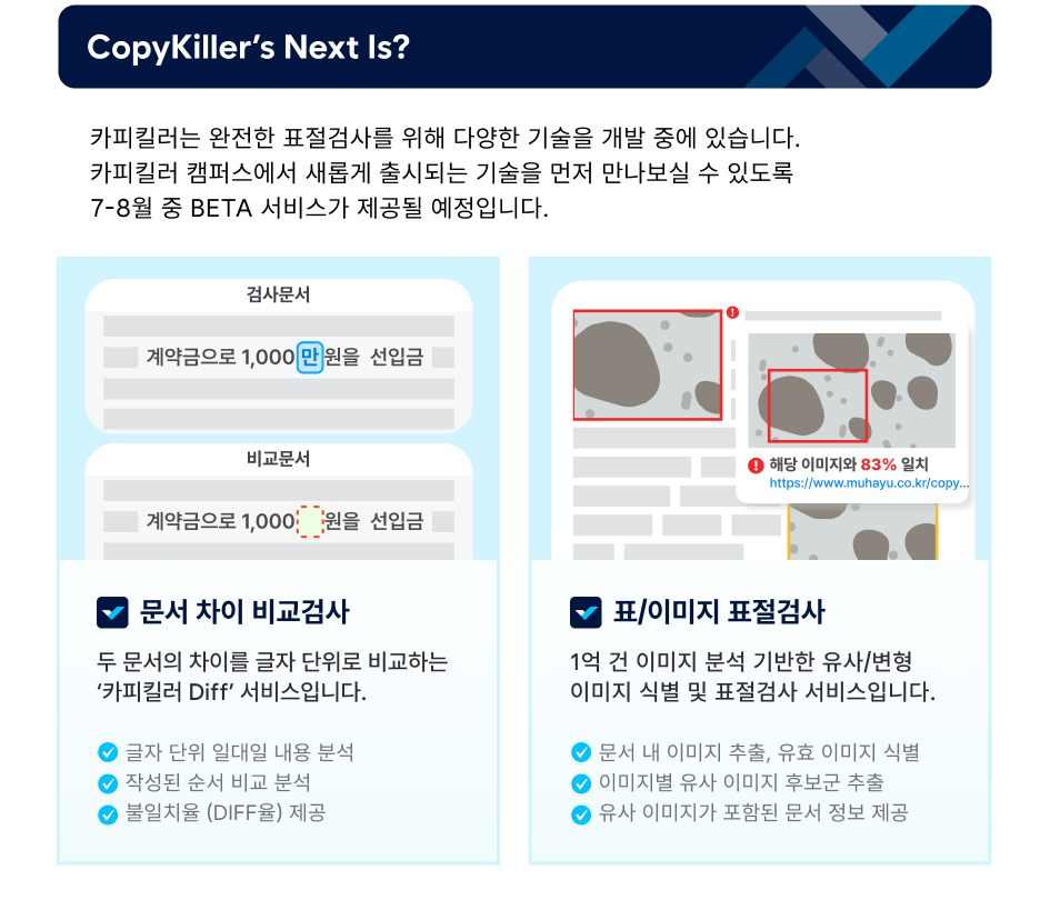 카피킬러 캠퍼스, 이렇게 변화됩니다